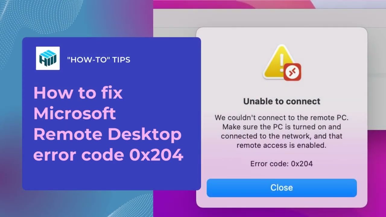 How To Fix Remote Desktop Error Code 0x204 In 2022 YouTube