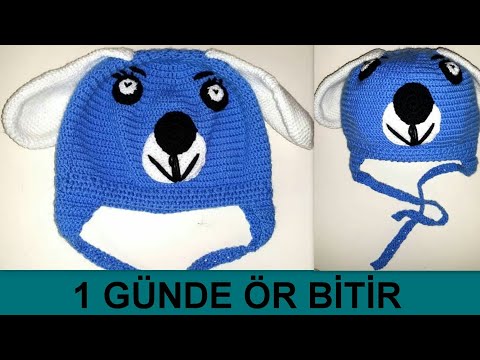 Köpek Figürlü Şapka Bere Örgü Yapımı Anlatımlı Dog Shaped Hat Beanie Knitting Knitting Patterns