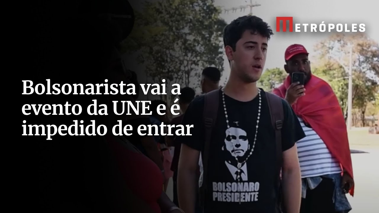 Bolsonarista vai a evento da UNE e é impedido de entrar - YouTube