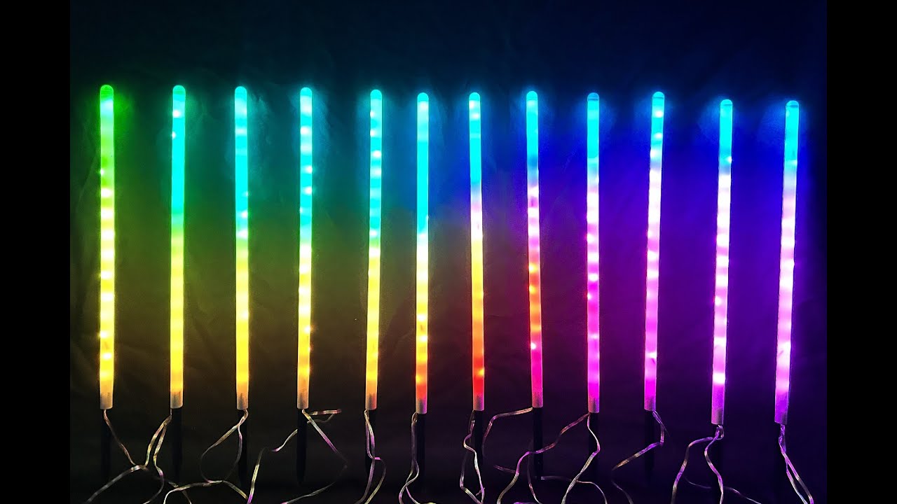 Multi Colour Meteor Shower LED Christmas Garden Tube Path Lights - YouTube