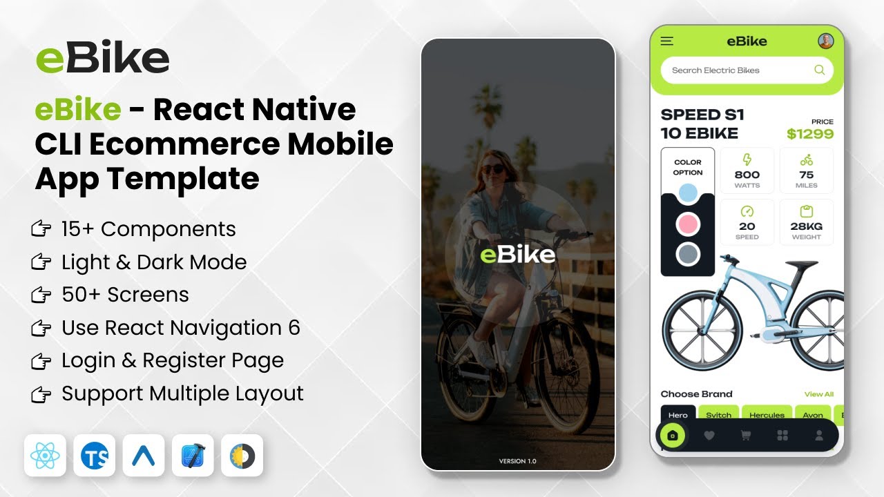 eBike - React Native CLI eCommerce Mobile App Template #bootstrap #template - YouTube