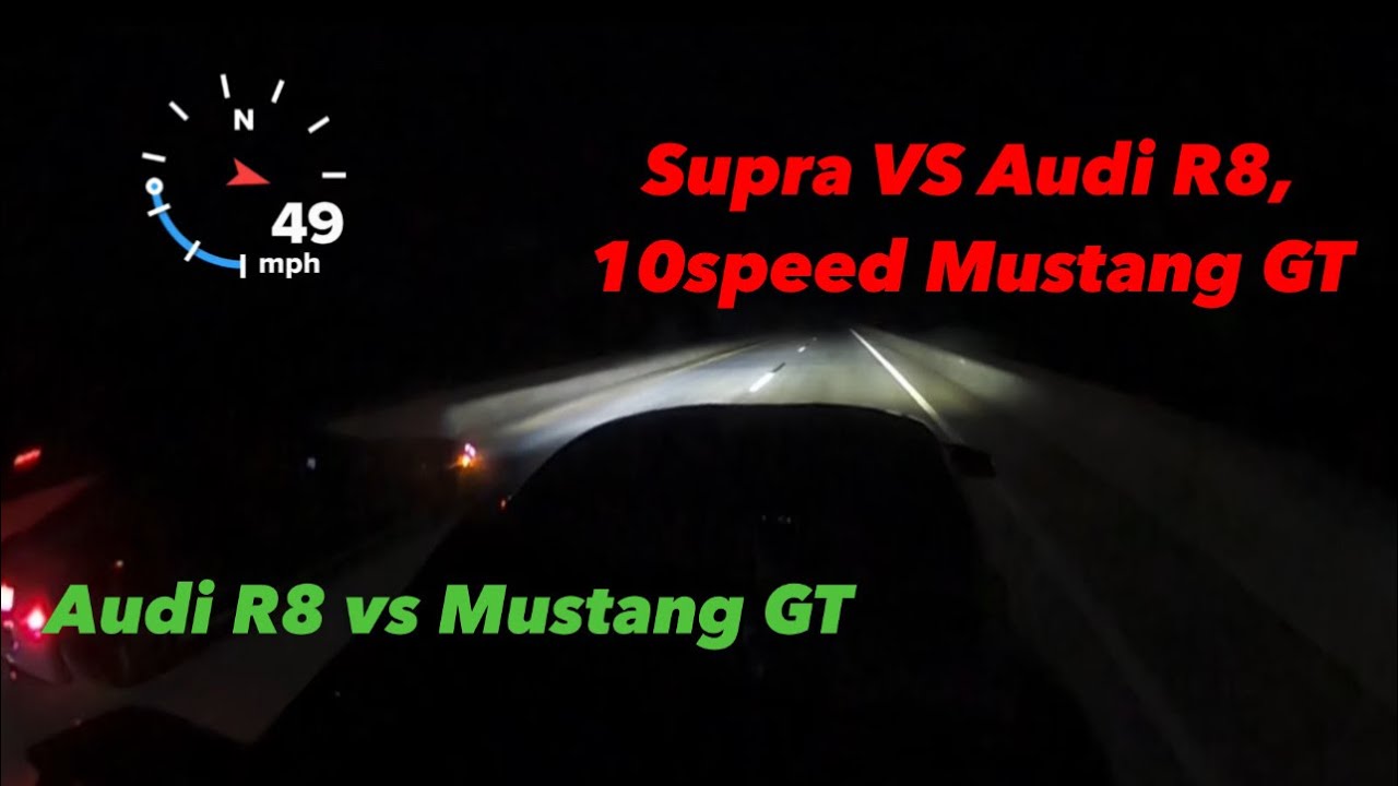 Supra VS Audi R8, Mustang GT (gutted) - YouTube