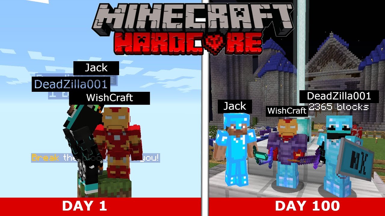 Minecraft 100 Days Hardcore in One Block with #Deadzilla gamer - YouTube