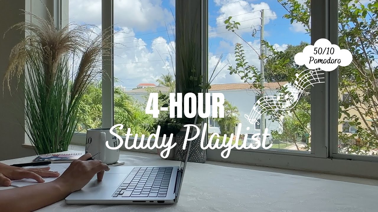 4-HOUR STUDY WITH ME 🌥️ / Focus Playlist / 50-10 Deep Focus Pomodoro ...