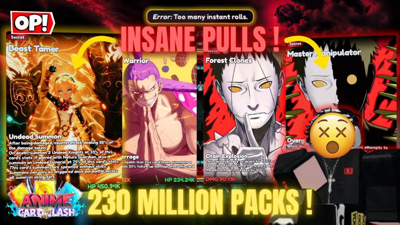 OPENING 230 MILLION PACKS In Anime Card Clash! INSANE PULLS🔥!!(Roblox ...