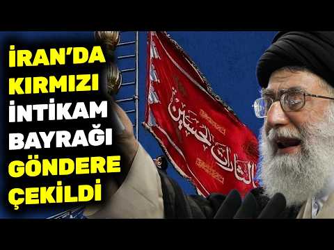 İran'da kırmızı intikam bayrağı Camekan Camii'nde göndere çekildi