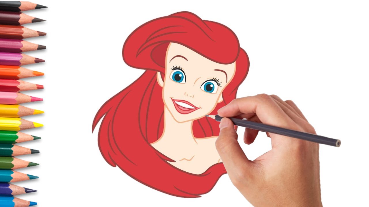 How to draw Princess Ariel | Disney Princess Ariel Drawing and coloring ...