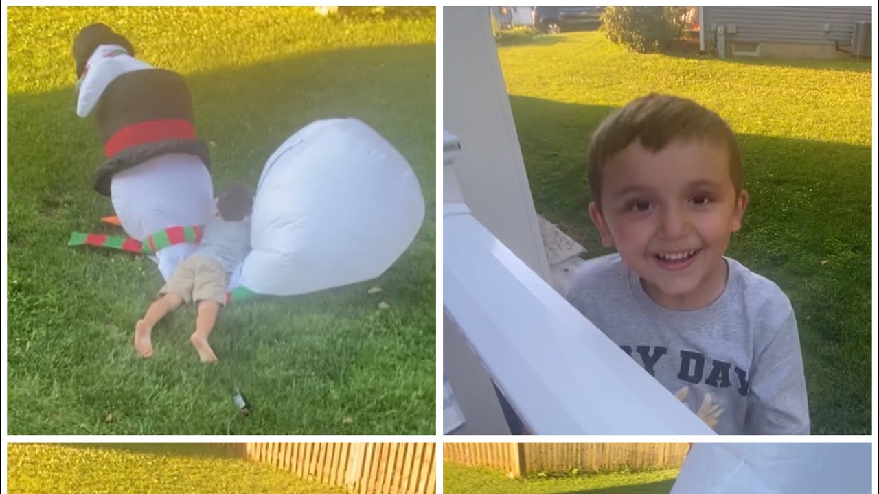 Brayden vs. Snowman Inflatable Wrestling Match! Who will win?! # ...