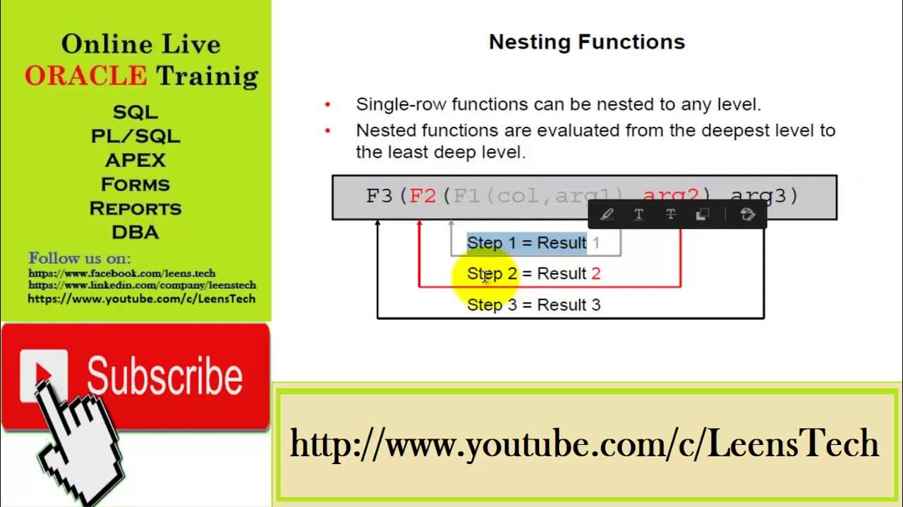 Oracle 12c Sql Workshop Sl 27 Nesting Functions In The Sql Statements Youtube