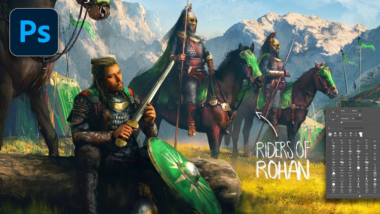 Riders of Rohan - Digital Art - Photoshop Timelapse - YouTube