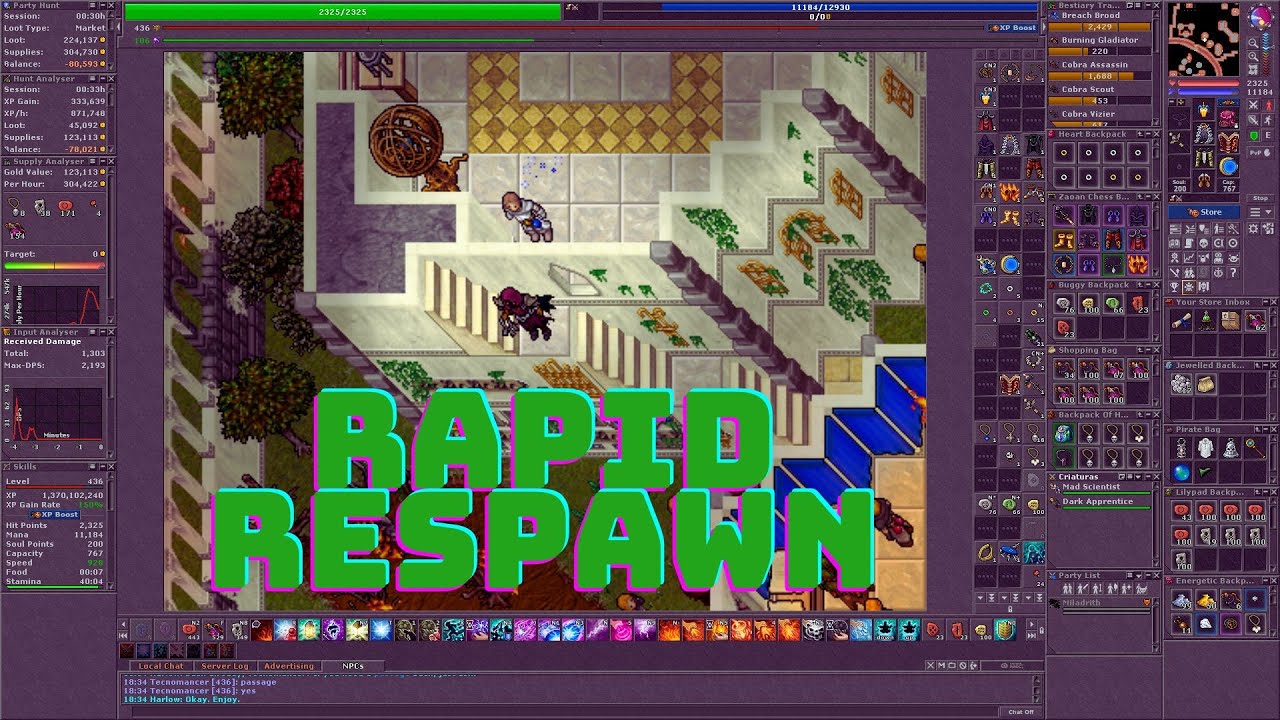 Tibia - Rapid Respawn Hunt! Cobra Bastion - YouTube