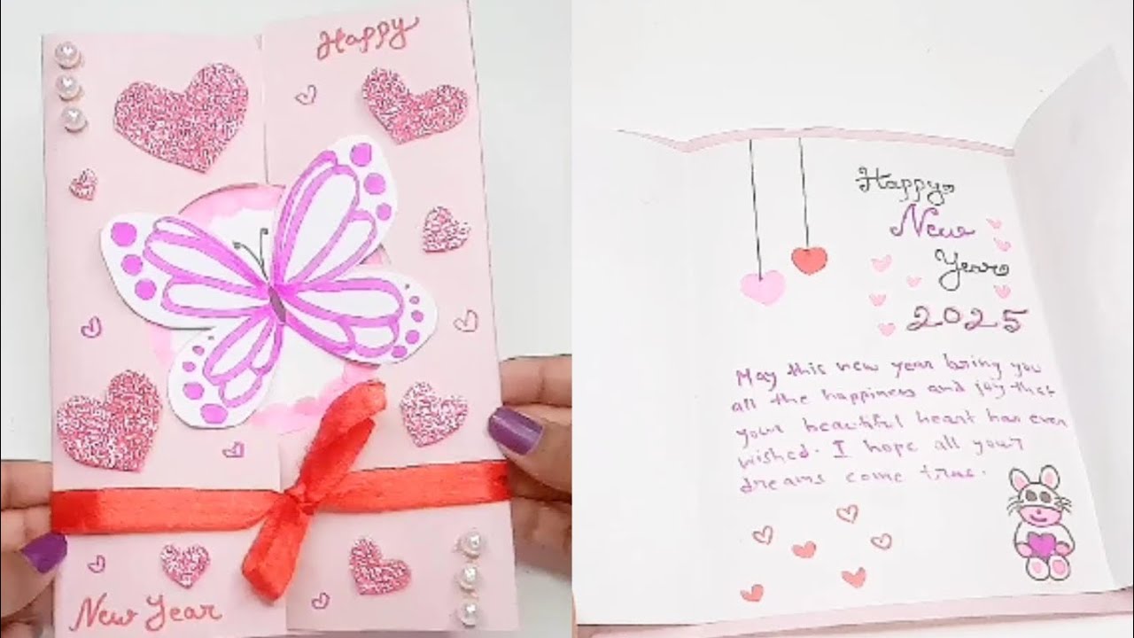 Simple and easy happy new year card 2025 | new year card ideas | DIY ...