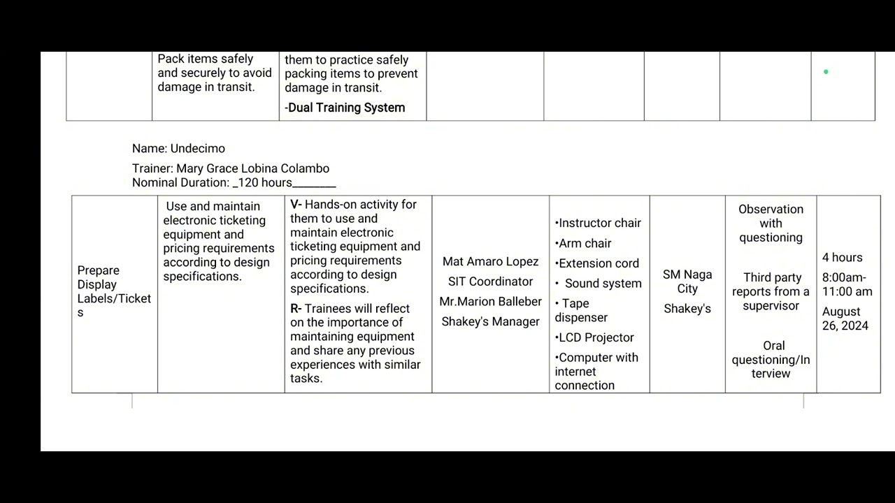 Training Plan (Customer Services NCII) Sample Presentation - YouTube