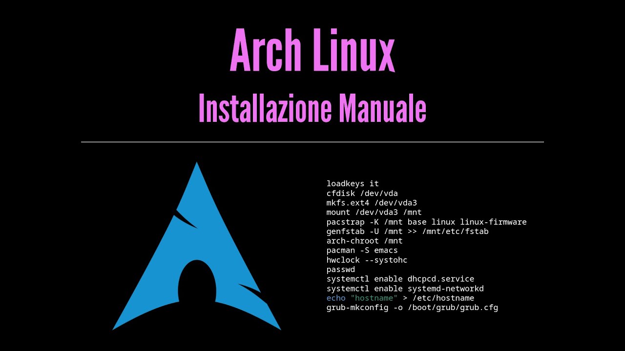 ArchLinux – Installazione manuale - YouTube