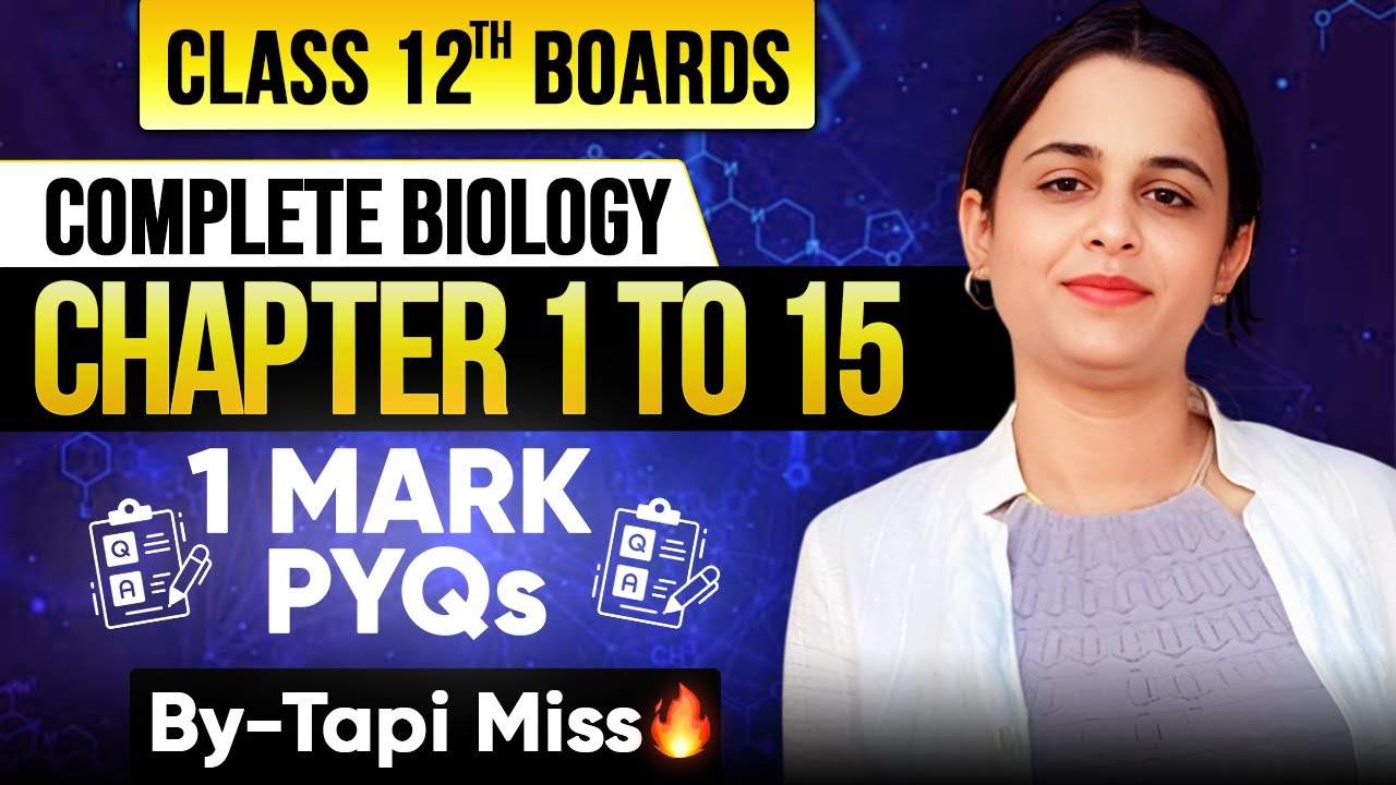 🔥 Top 1 Mark PYQ || PYQs || for Class 12th Biology Board Exam 2024 💯📘 ...