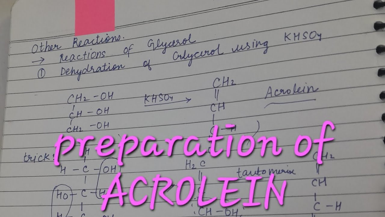 PREPARATION OF ACROLEIN | organic chemistry | jee 5 min concept - YouTube