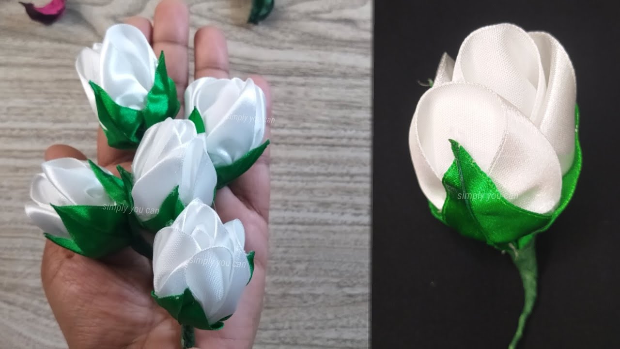 DIY Ribbon Rose|Flower making with ribbon|Flower making|How to make ...