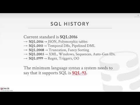 2022 CMU Intro to Database Systems 15 445 645 2 02 Modern SQLAv349698301,P2 - YouTube