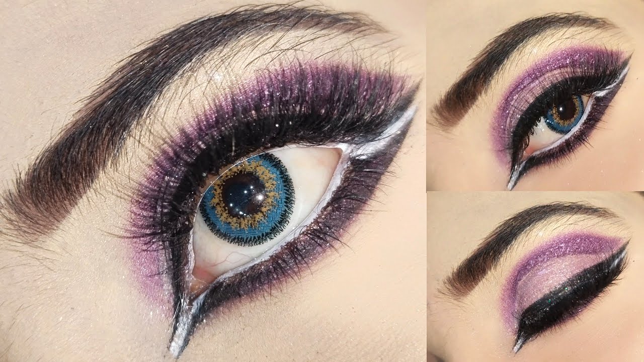 Arabic eyes makeup/purple colour eyes makeup tutorial/double winged ...