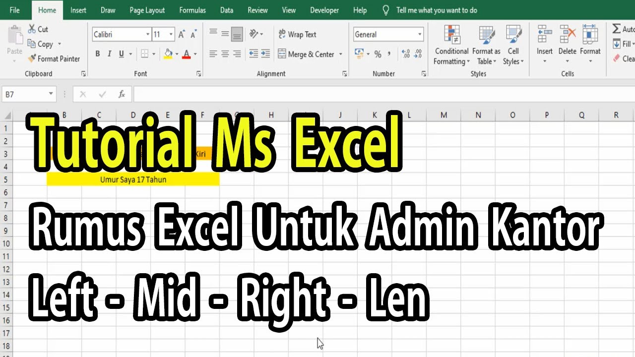 Rumus Excel Untuk Admin Kantor Bagian 7 Left - Mid - Right - Len - YouTube