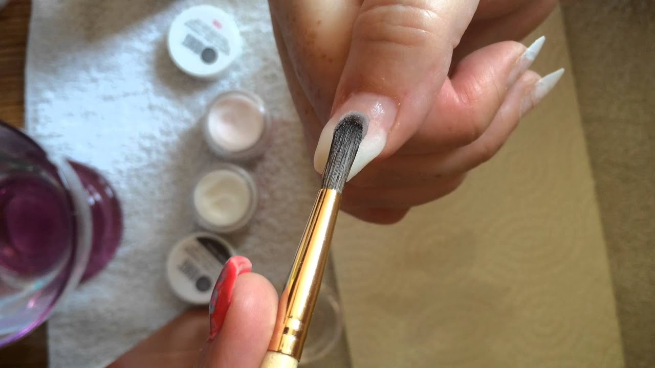 Beginner Acrylic nails - doing my right hand - YouTube