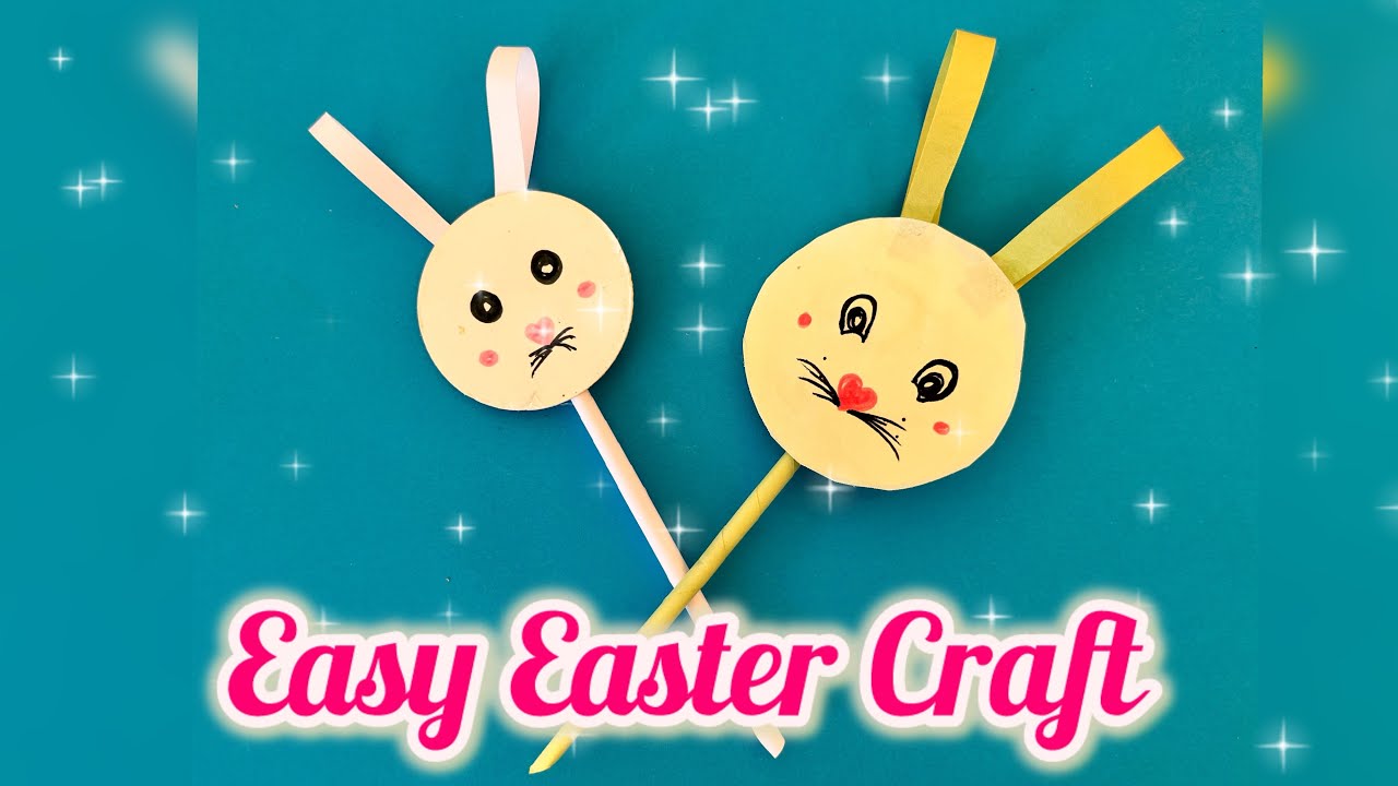 DIY Bunny Stick Puppets 🐰 | Easy Easter Craft for Kids | Cute & Simple ...
