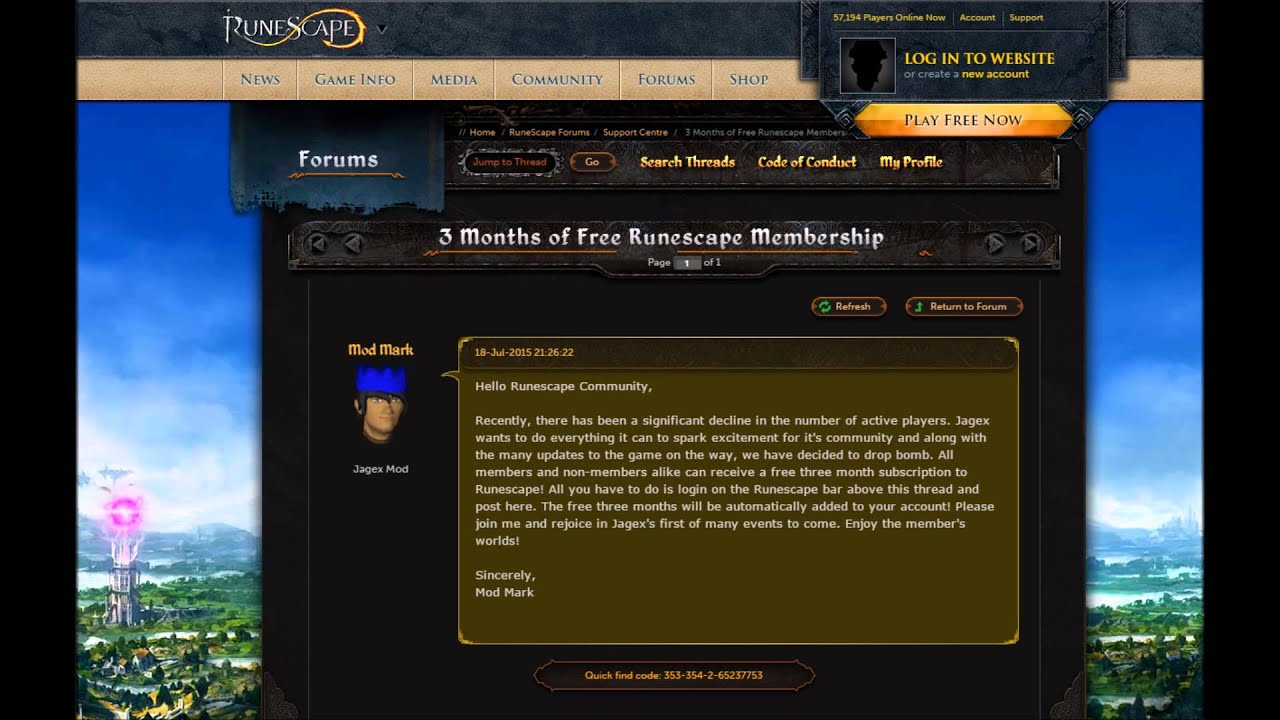 Free Runescape Membership [Jagex81615] - YouTube