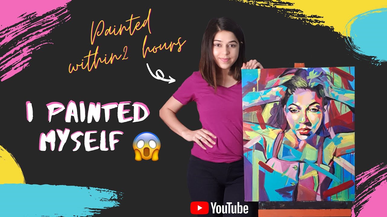 Abstract Self Portrait in Acrylics || Painted within 2 hours🤩 - YouTube