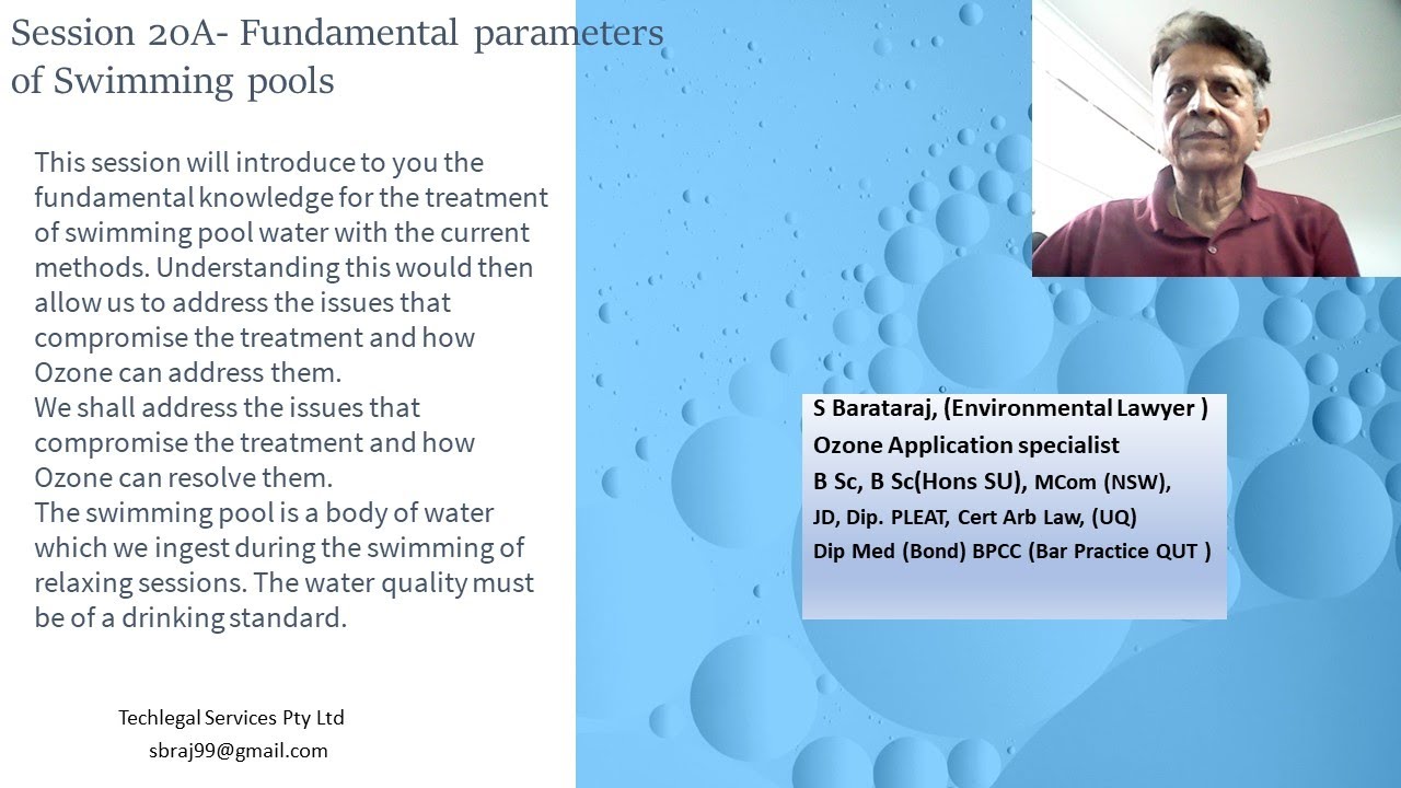Session 20A Swimming pool, parameters, Chemical treatment - YouTube