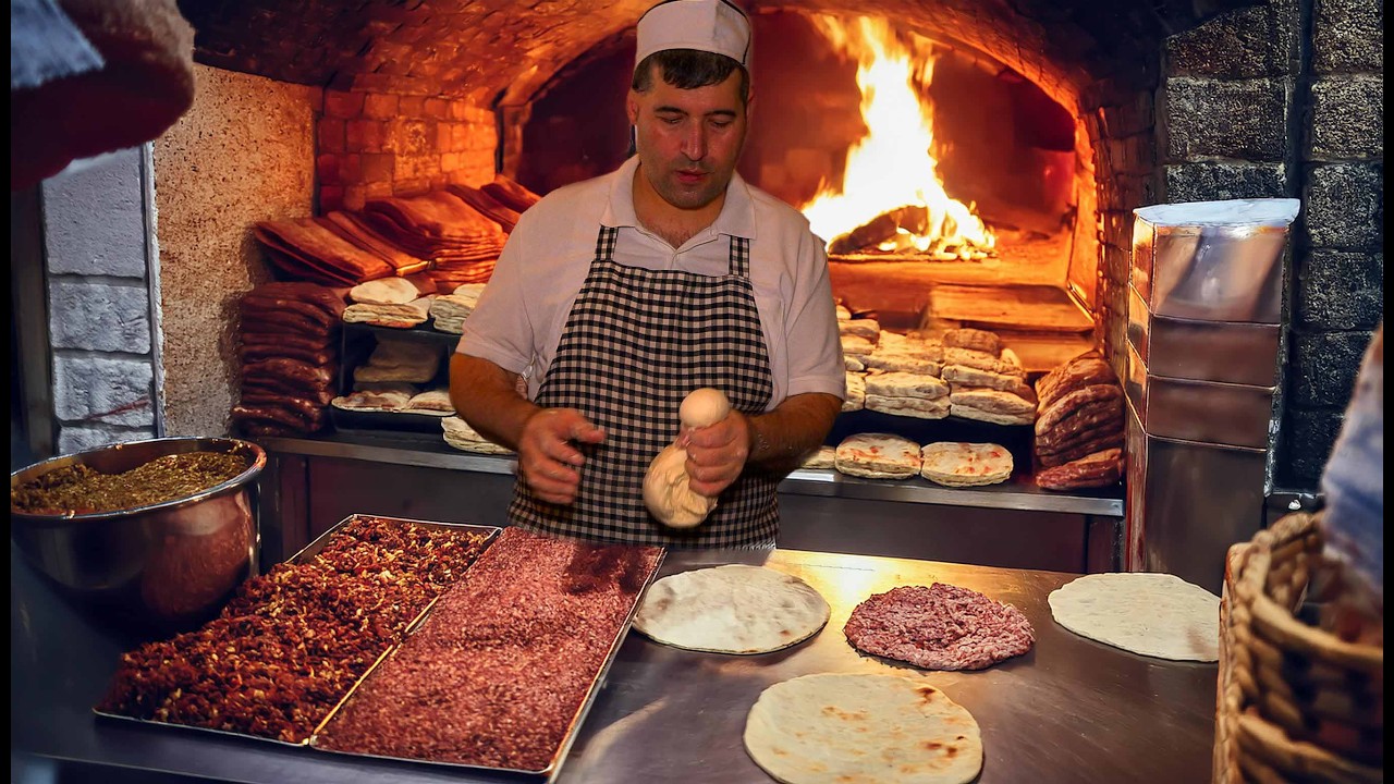 Professional chefs make Turkish kebab and Turkish pizza! Street food ...