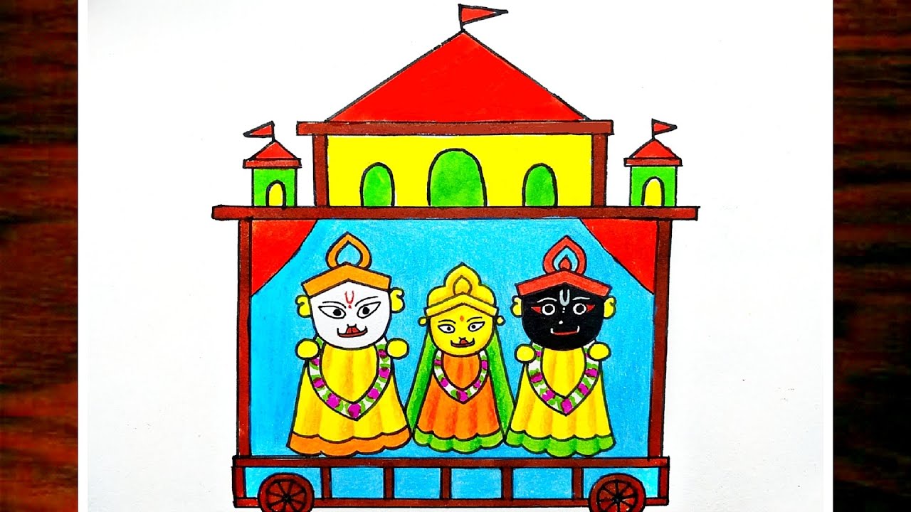 Rath Yatra Drawing Easy|How To Draw Rath|Lord Jagannath, Balabhadra and ...