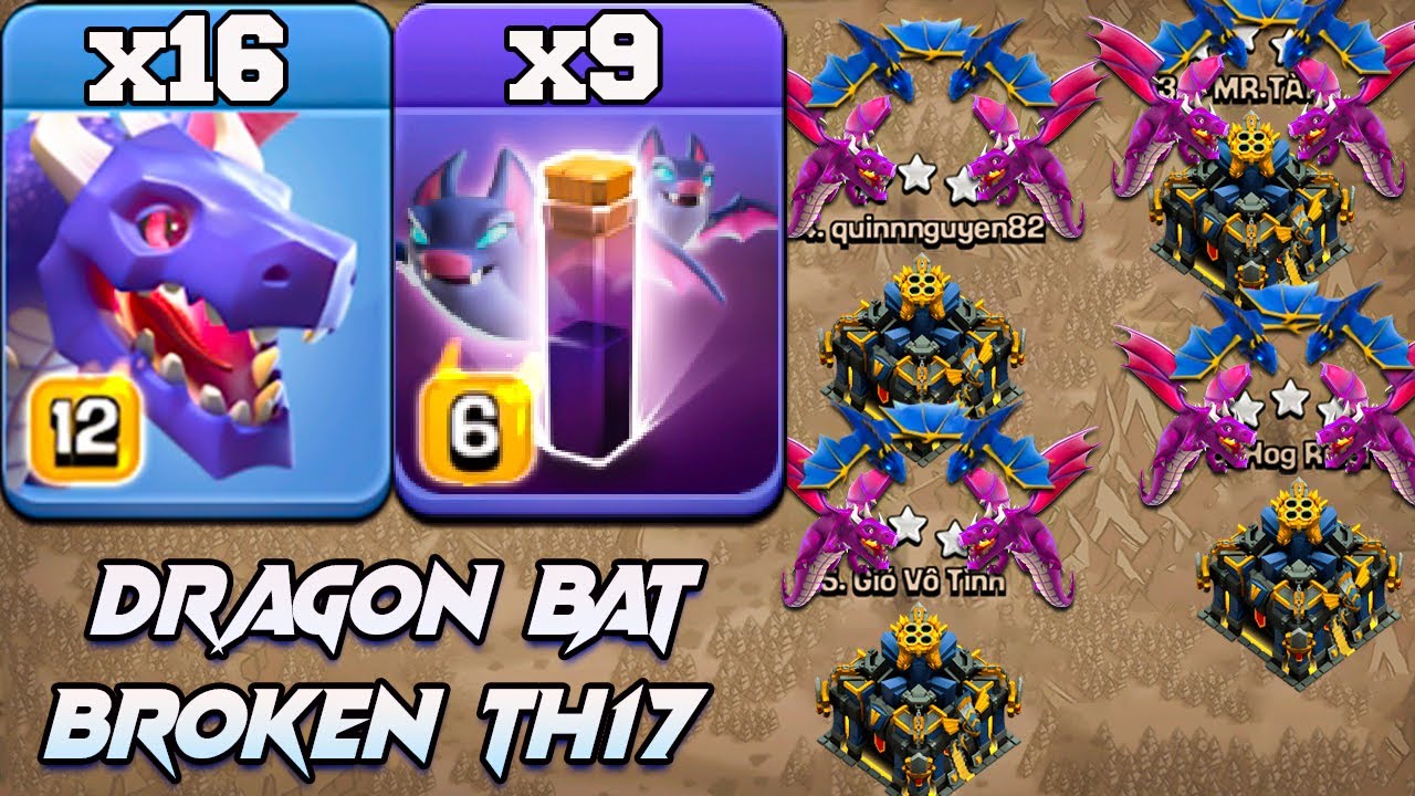 Th17 Dragon & Bat Spell Attack Strategy 2025 | 15 Dragon + 6 Bat Spell ...