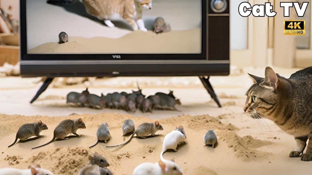 Cat TV for Cats to Watch🐱| Mouse sand grabbing, hide & seek and playing ...