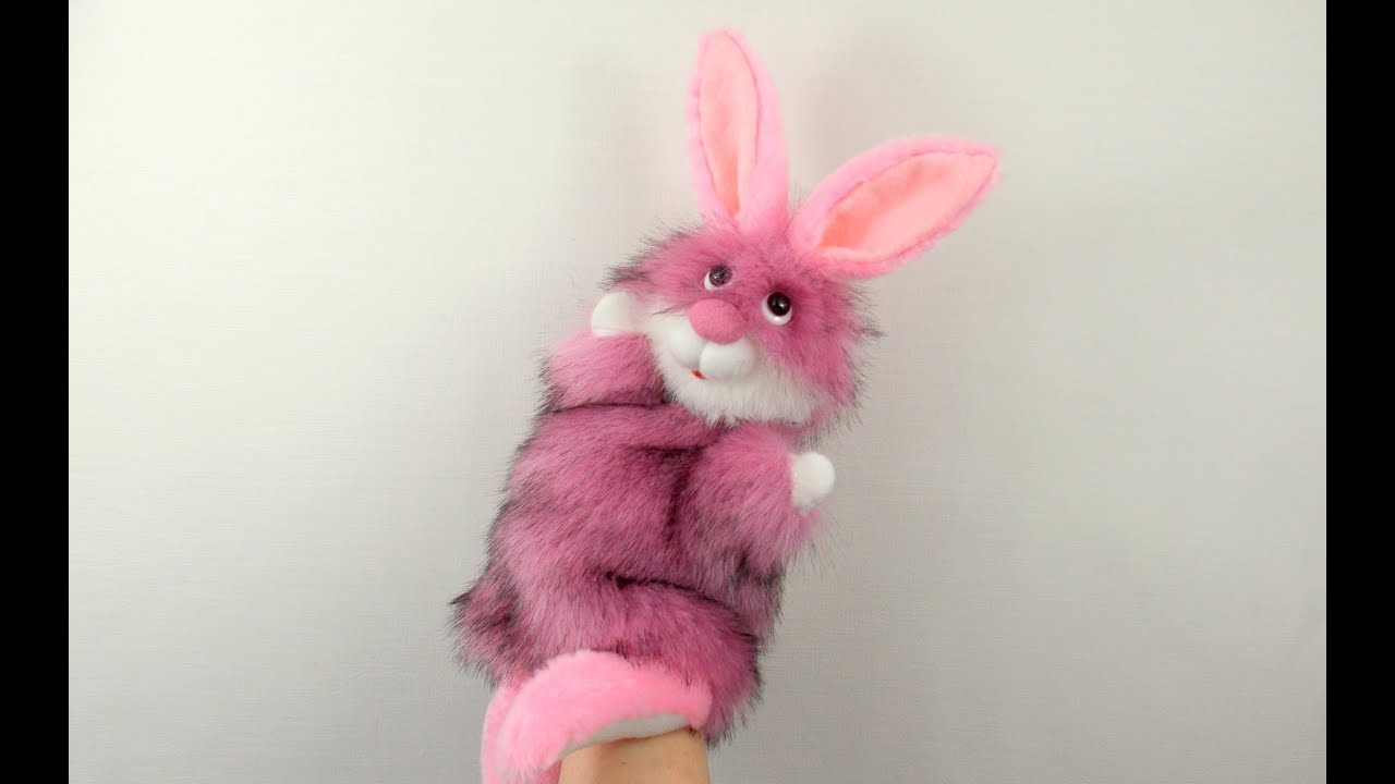 Rabbit Pink hand puppet glove. Plush rabbit for home puppet theater ...