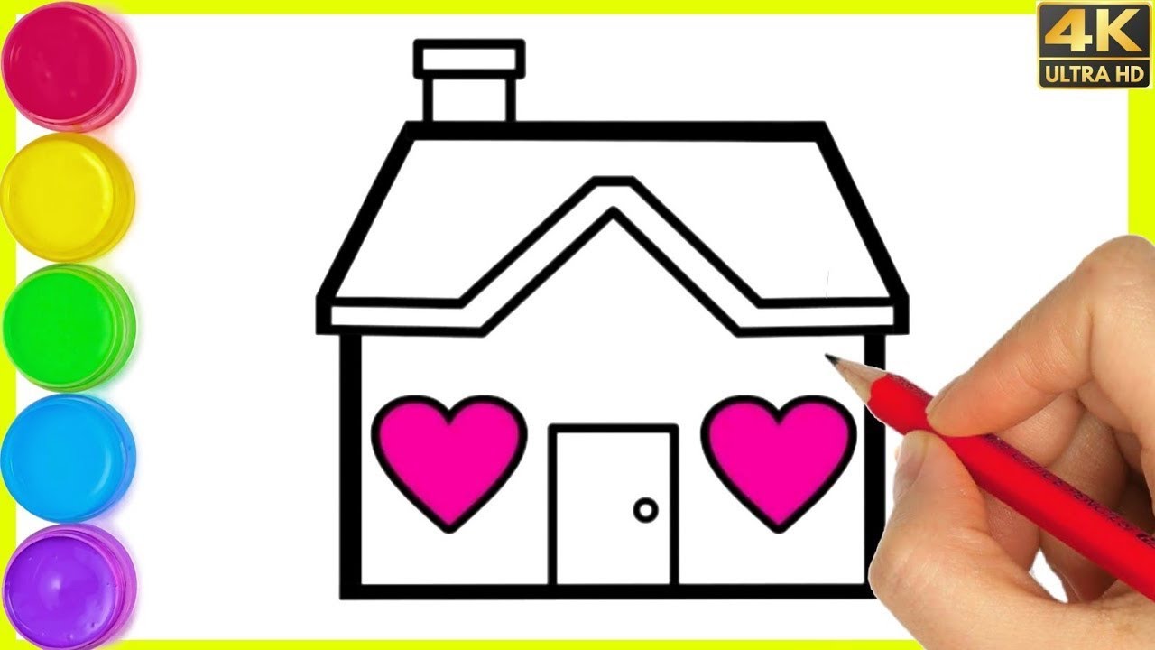 How to draw a house || Ghar ka Chitra easy to drawing and painting Step ...