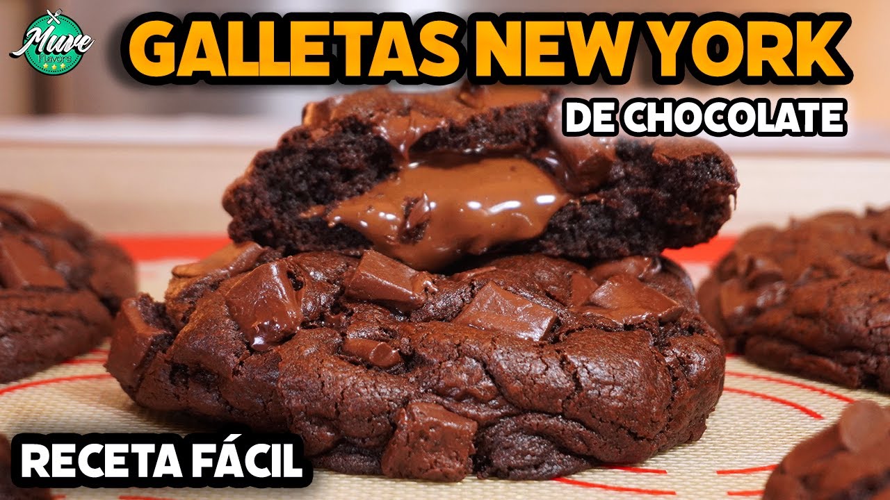 La MEJOR receta de GALLETAS ESTILO NEW YORK de CHOCOLATE RELLENAS ¡Paso ...