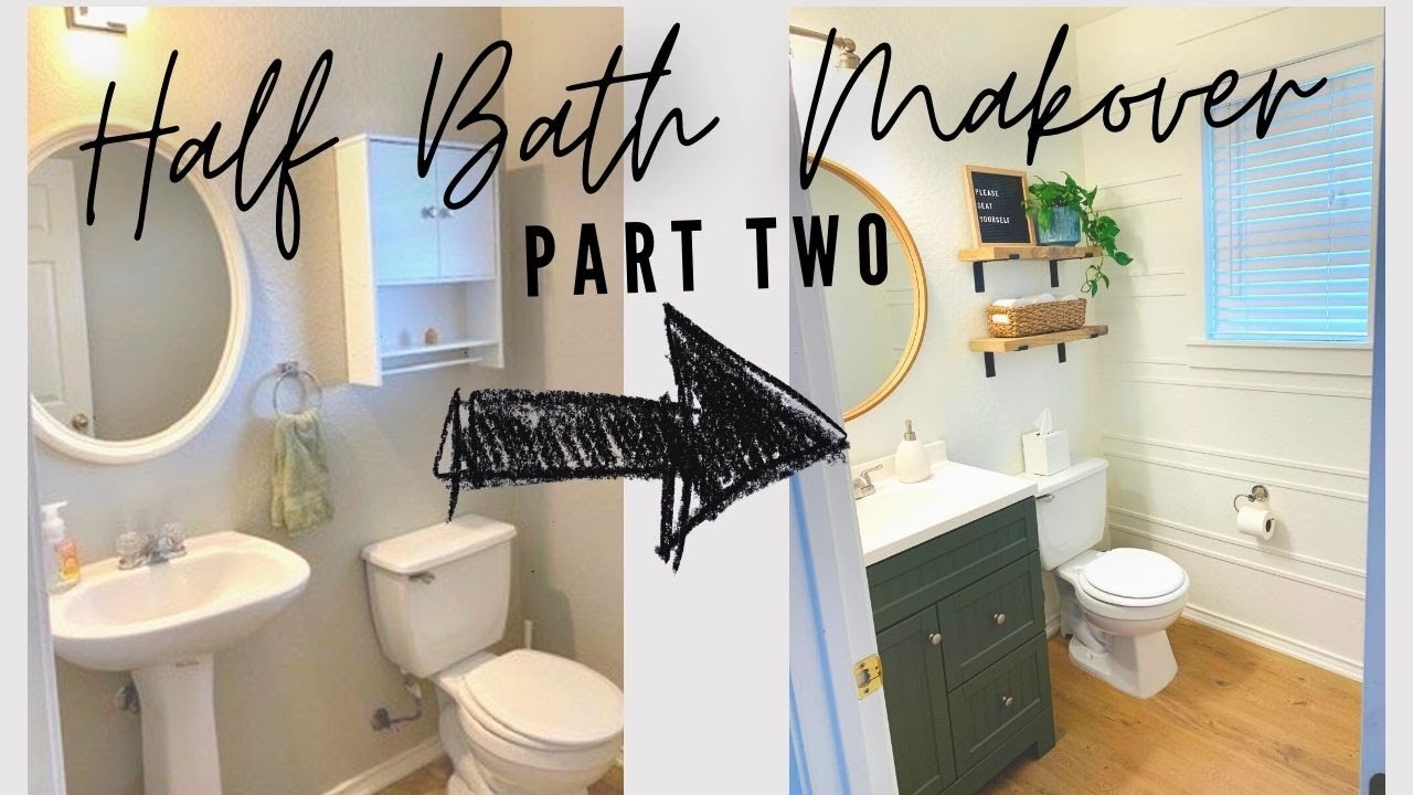 HALF BATH MAKEOVER PART 2 (under $200!!) | Home Reno Ep. 6 - YouTube