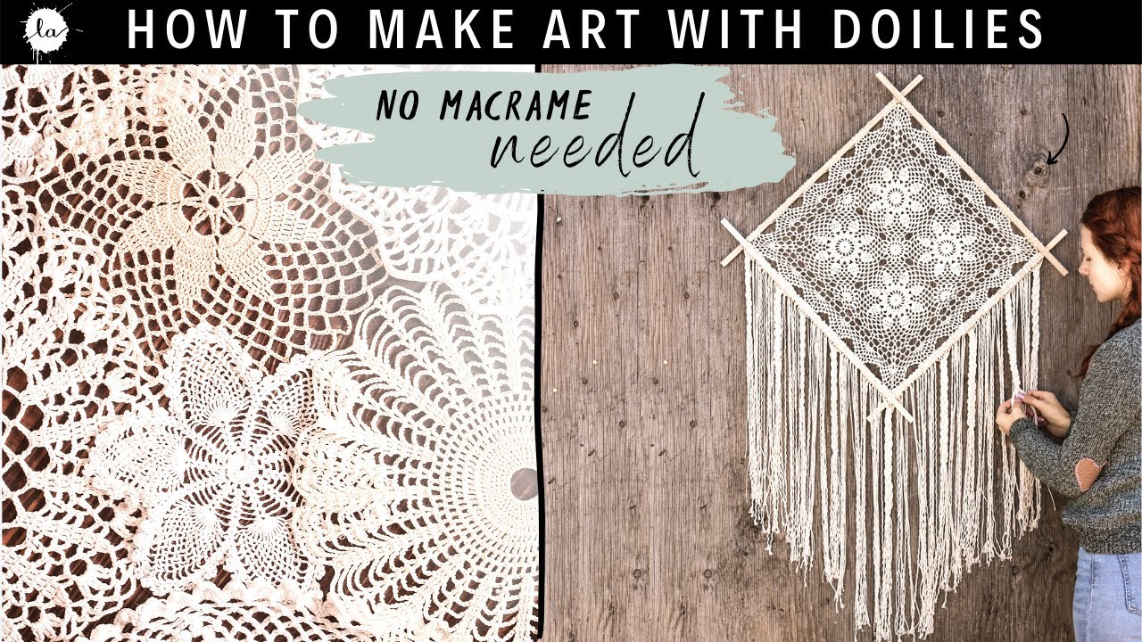 DIY Macrame Wall Hanging from a Doily ! ( beginner marcrame hack ...
