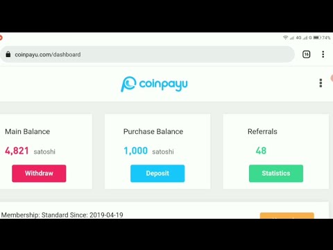 how to transfer bitcoin to coinpayu dashboard menu - YouTube