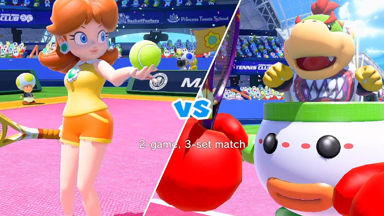 Daisy Toad Vs. Bowser Jr. Luigi - Mario Tennis: Ultra Smash | Hardest ...