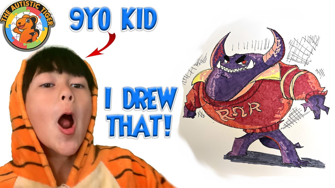 9yo Autistic Savant Draws - Johnny Worthington - Monsters Inc - YouTube