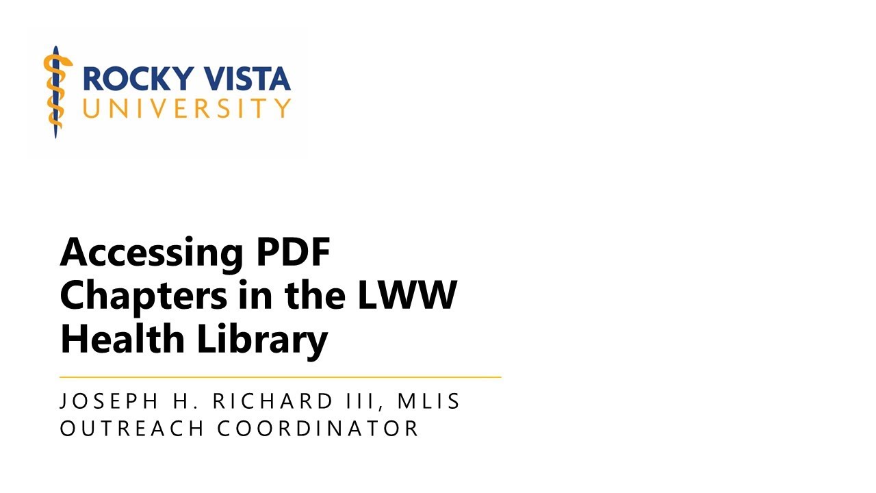 Accessing PDF Chapters in the LWW Health Library - YouTube