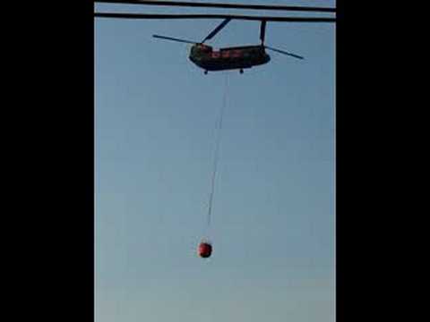 BUTTE FIRES: Chinook Helicopter Flying Over Power Lines On Skyway ...