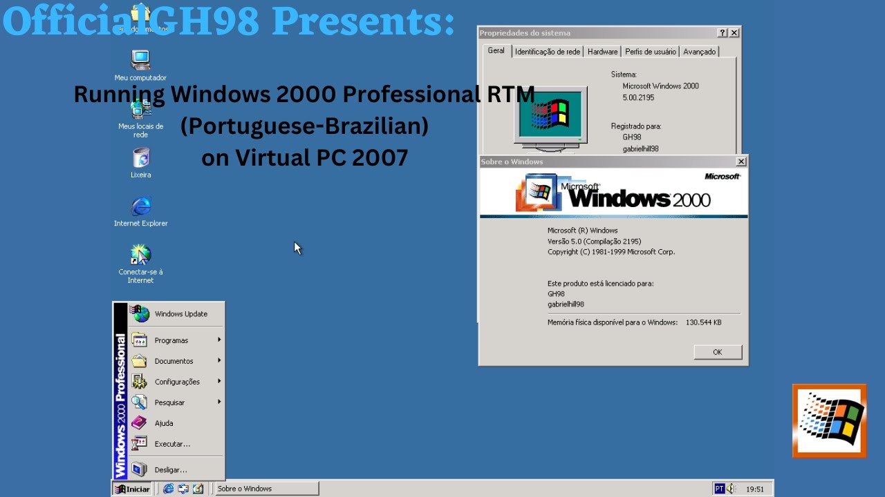 Running Windows 2000 Professional RTM (PT-BR) inside Windows XP ...