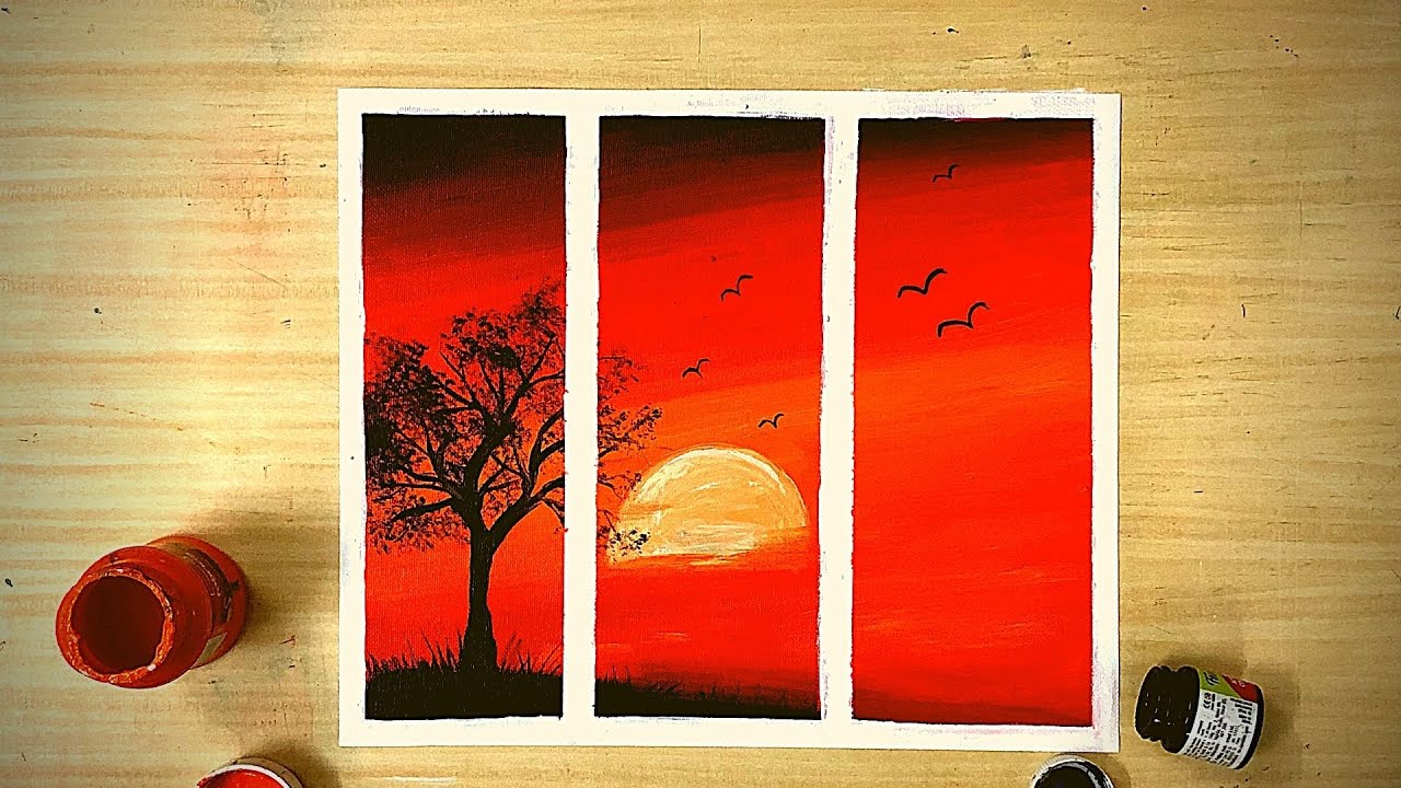 A MONOCHROMATIC SUNSET PAINTING. - YouTube