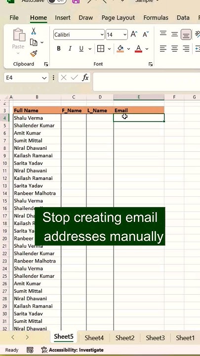 Excel Tutorial: Creating Email Addresses Made Easy! | Shalu Verma Classes 📧 #ExcelTips - YouTube
