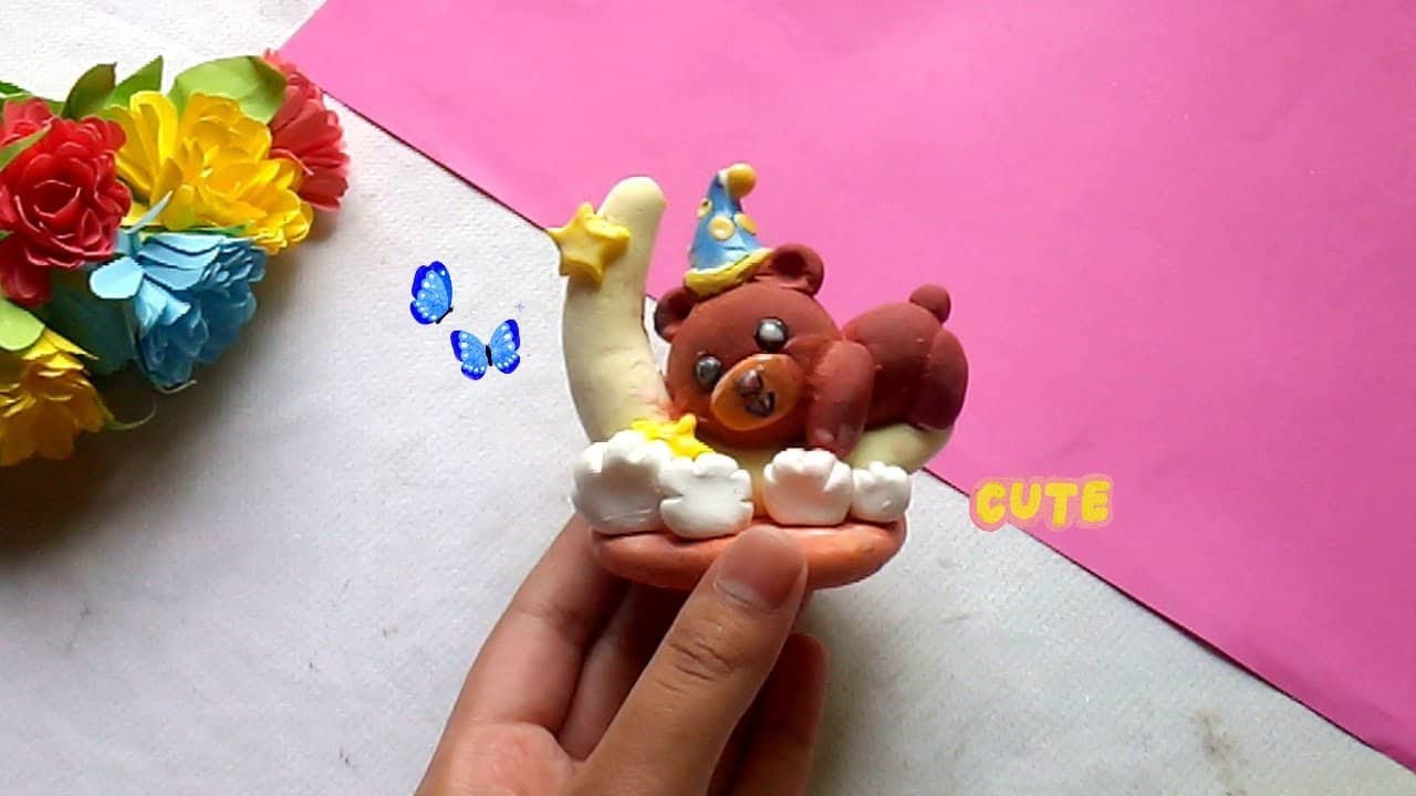DIY Cute Clay Moon Bear | Teddy Bear Making with Clay | Clay Craft ...