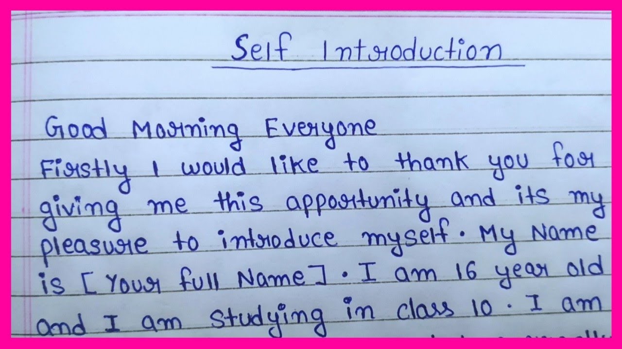 Self Introduction For School Students || How to introduce yourself ...