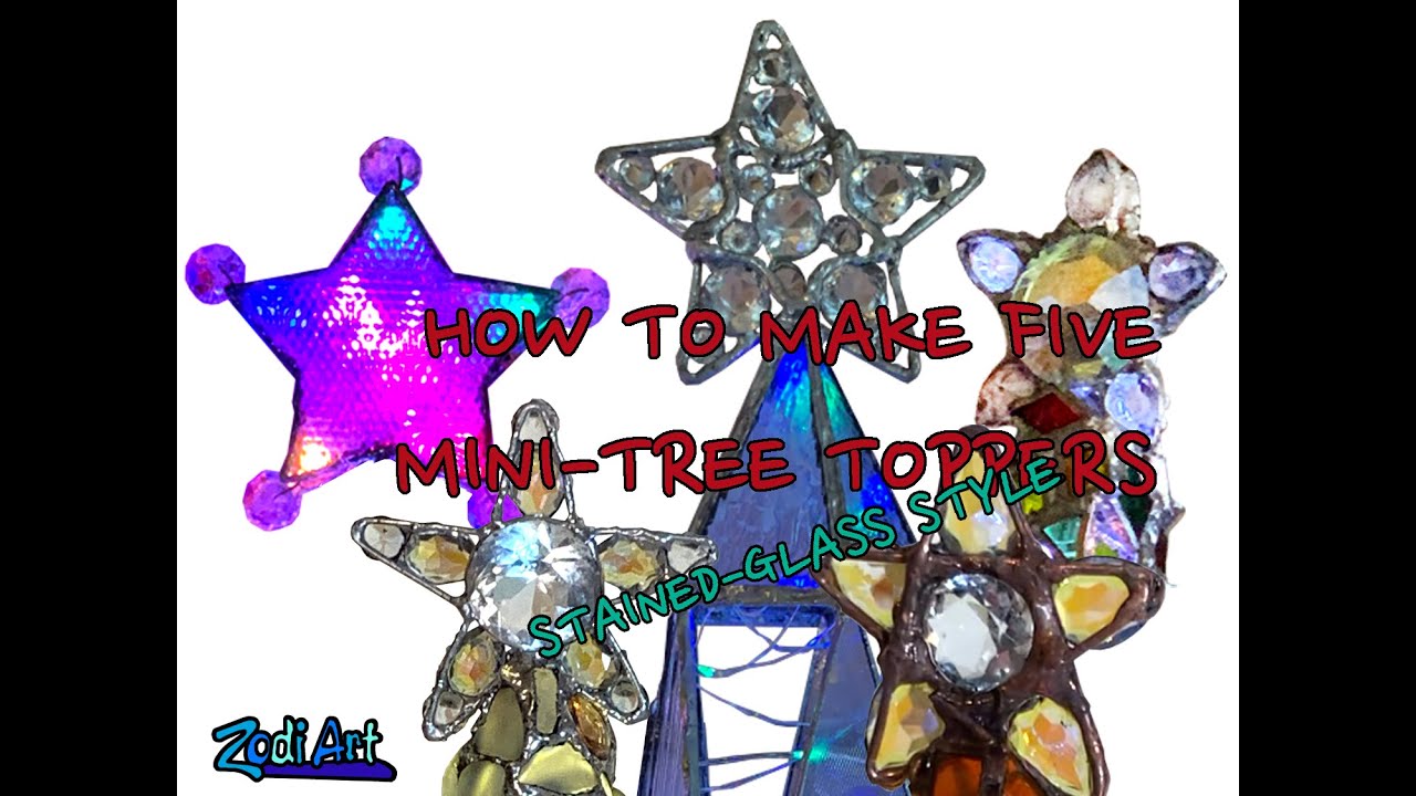 How to make Five mini-tree Toppers- stained- glass style - YouTube
