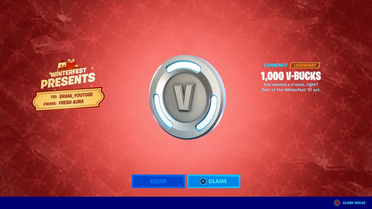 FREE V-BUCKS PRESENT for EVERYONE! - YouTube